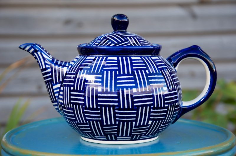 Polish Pottery Weave Pattern Teapot by Ceramika Manufaktura