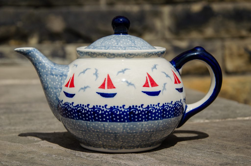 Boats Pattern Teapot by Ceramika Manufaktura Boleslawiec Polish Pottery