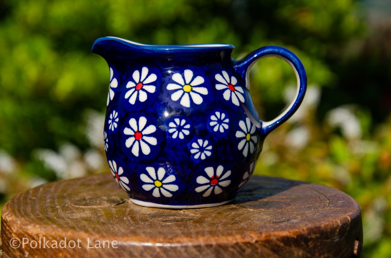 Midnight Daisy Milk Jug Polish Pottery Unikat Pattern from Polkadot Lane