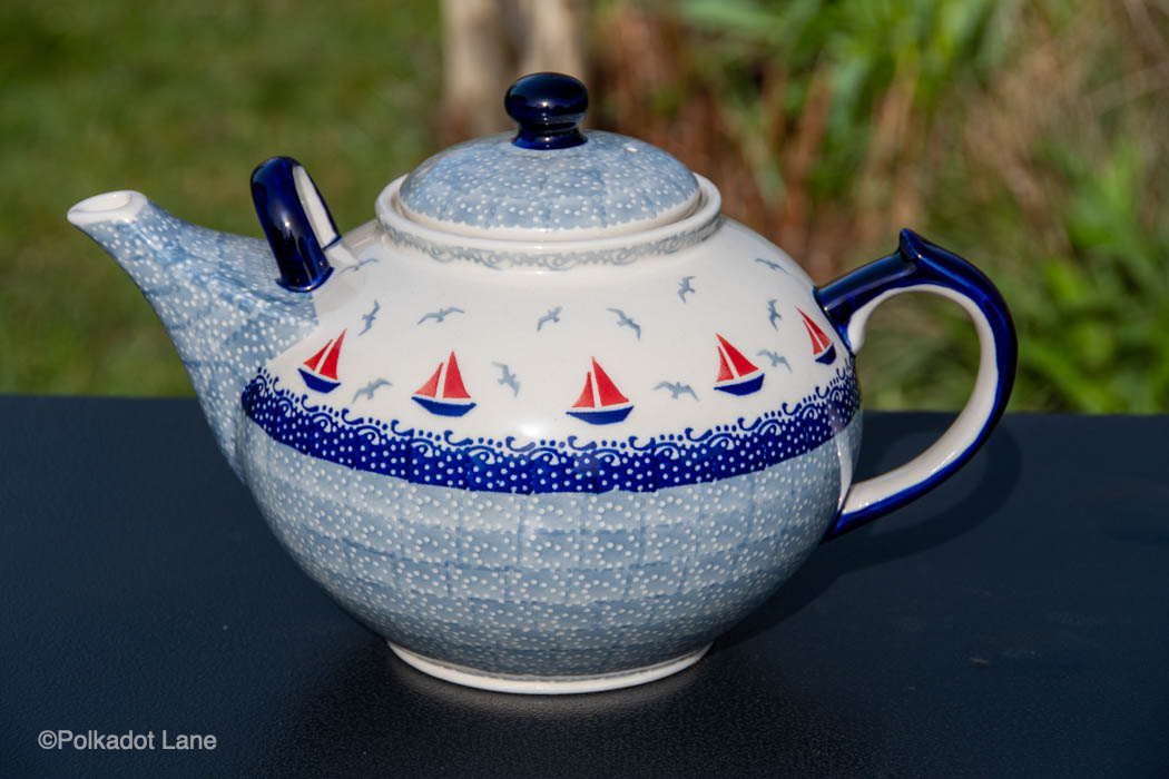 Extra Large Teapot Boats Pattern by Ceramika Manufaktura Polish ...