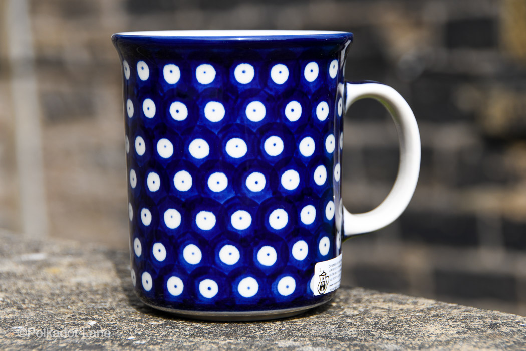 Blue Spotty Large Tea Mug from Polkadot Lane Polish Pottery UK shop