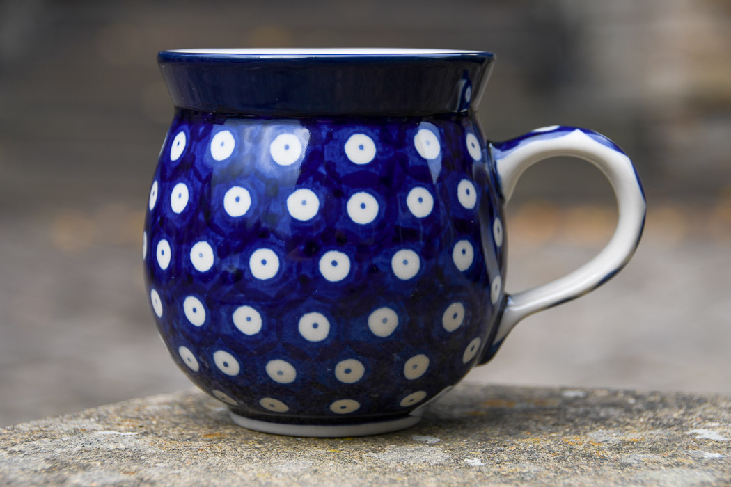 Polkadot Blue Mug Tea Time - Polkadot Lane Polish Pottery shop