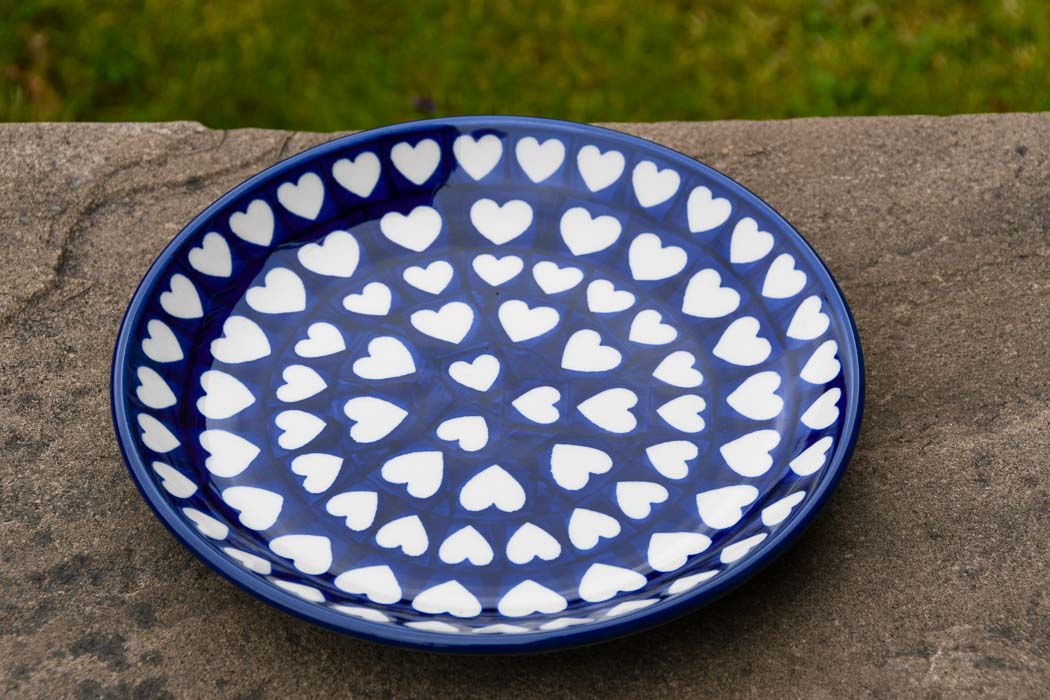 Hearts Pattern Side Plate from Polkadot Lane Polish Pottery store online