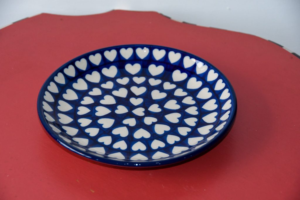 Hearts Pattern Side Plate tableware - Polkadot Lane Polish Pottery
