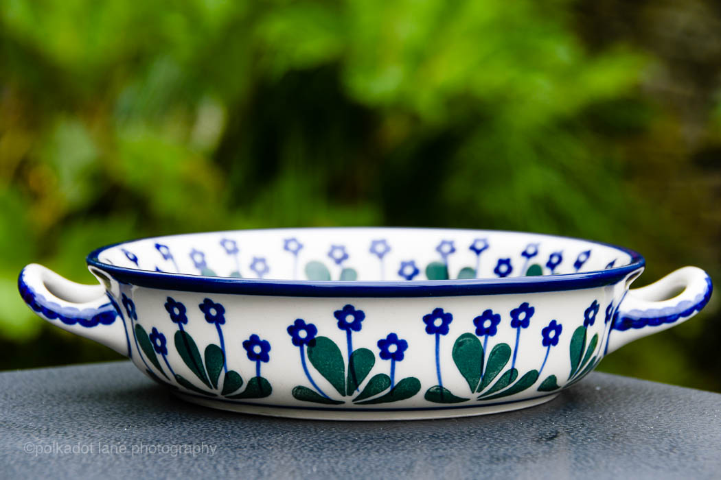 Flower Spot Garden Round Dish from Polkadot Lane UK Polish Pottery