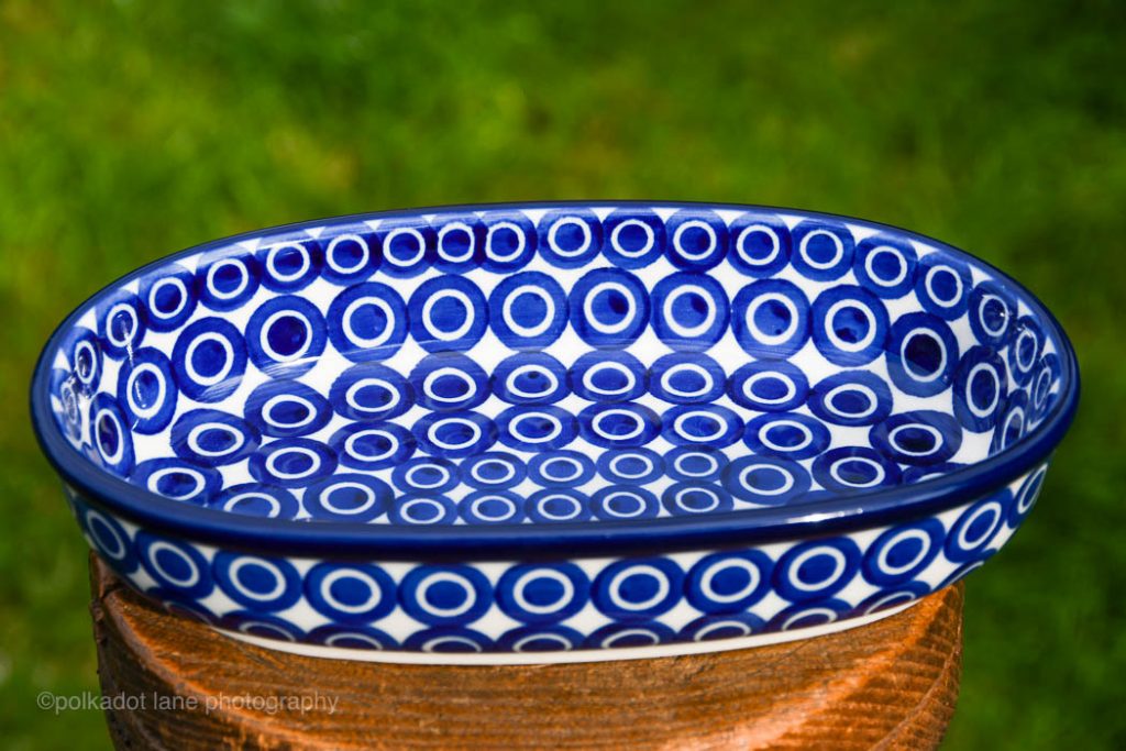 Circles Small Oval Dish from Polkadot Lane Polish Pottery Shop