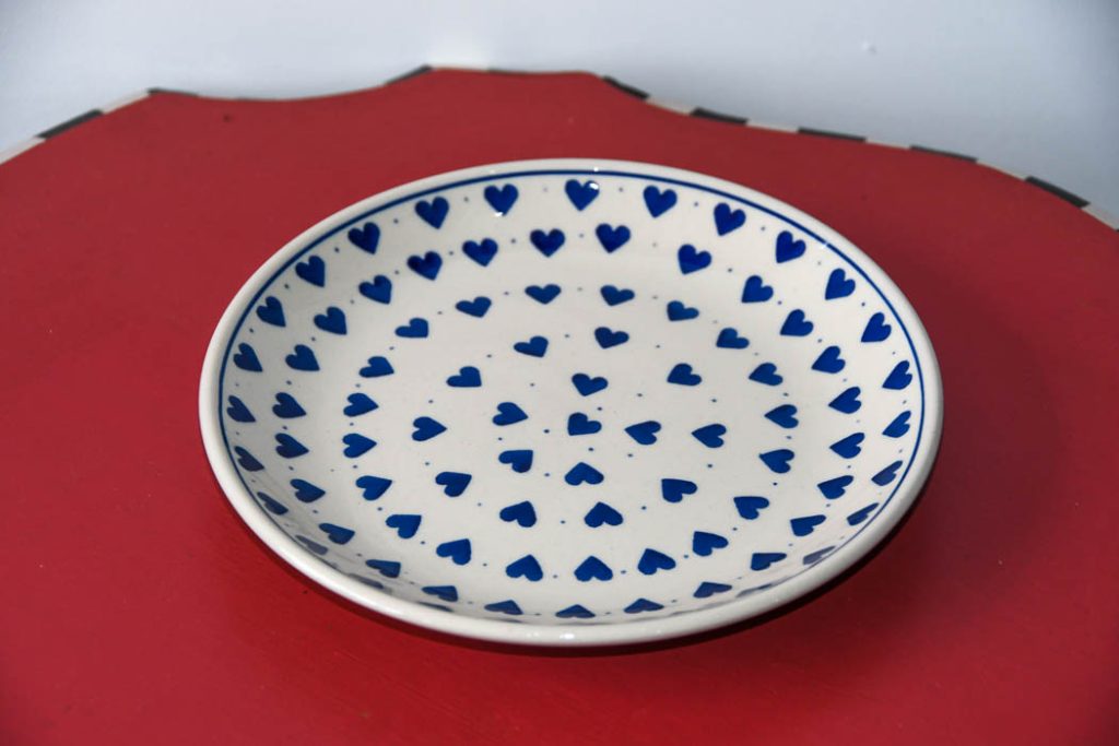 Blue Hearts Side Plate Tableware - Polkadot Lane Polish Pottery