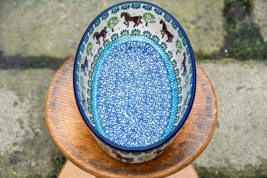 Horse pattern Oval Dish - In The Kitchen Polkadot Lane online